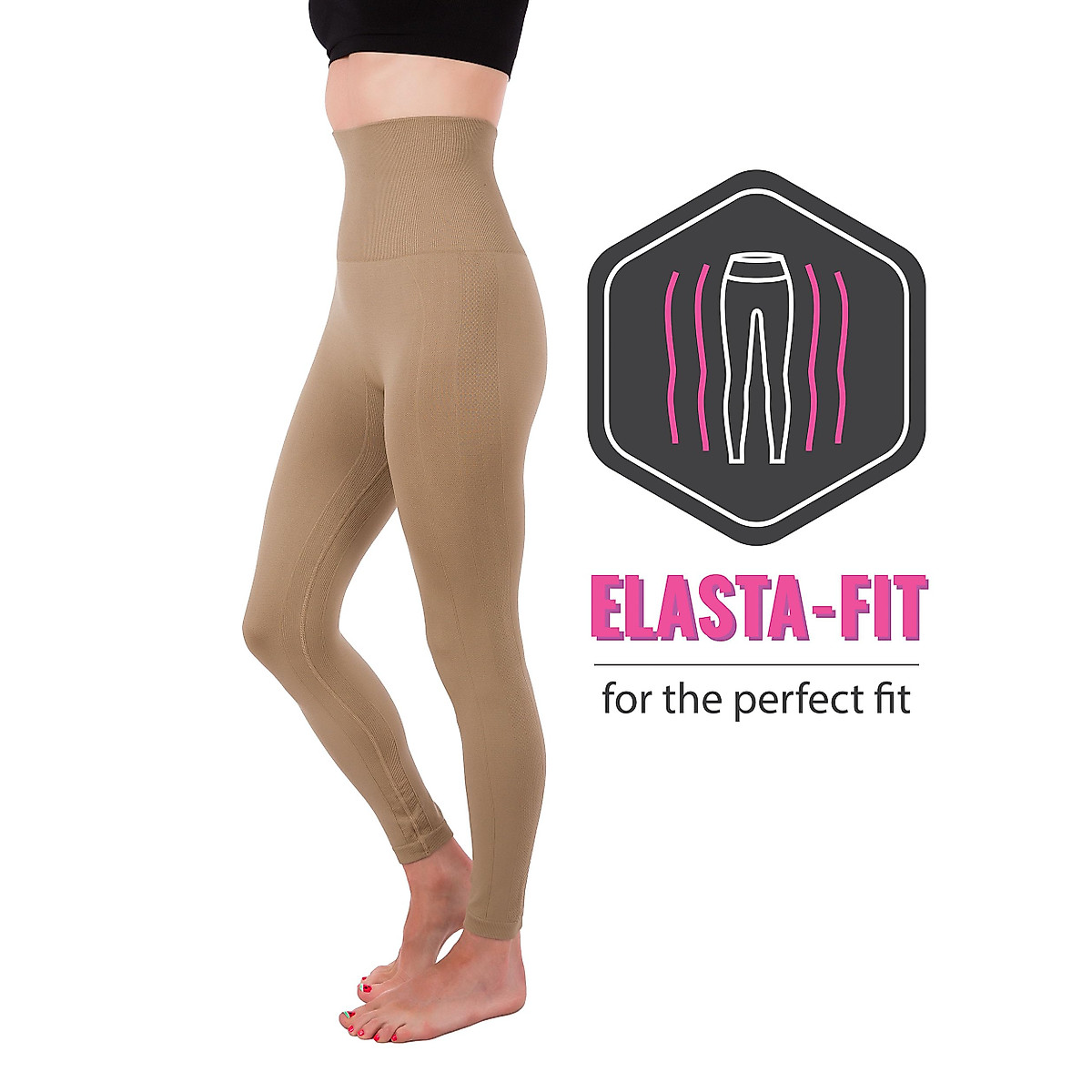 Homma Activewear Thick High Waist Tummy Compression Slimming Body Leggings Pant (Small, Mocha)