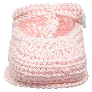 Jefferies Socks Baby-Girls Newborn T-Strap Mary Jane Crochet Bootie, Light Pink, Newborn