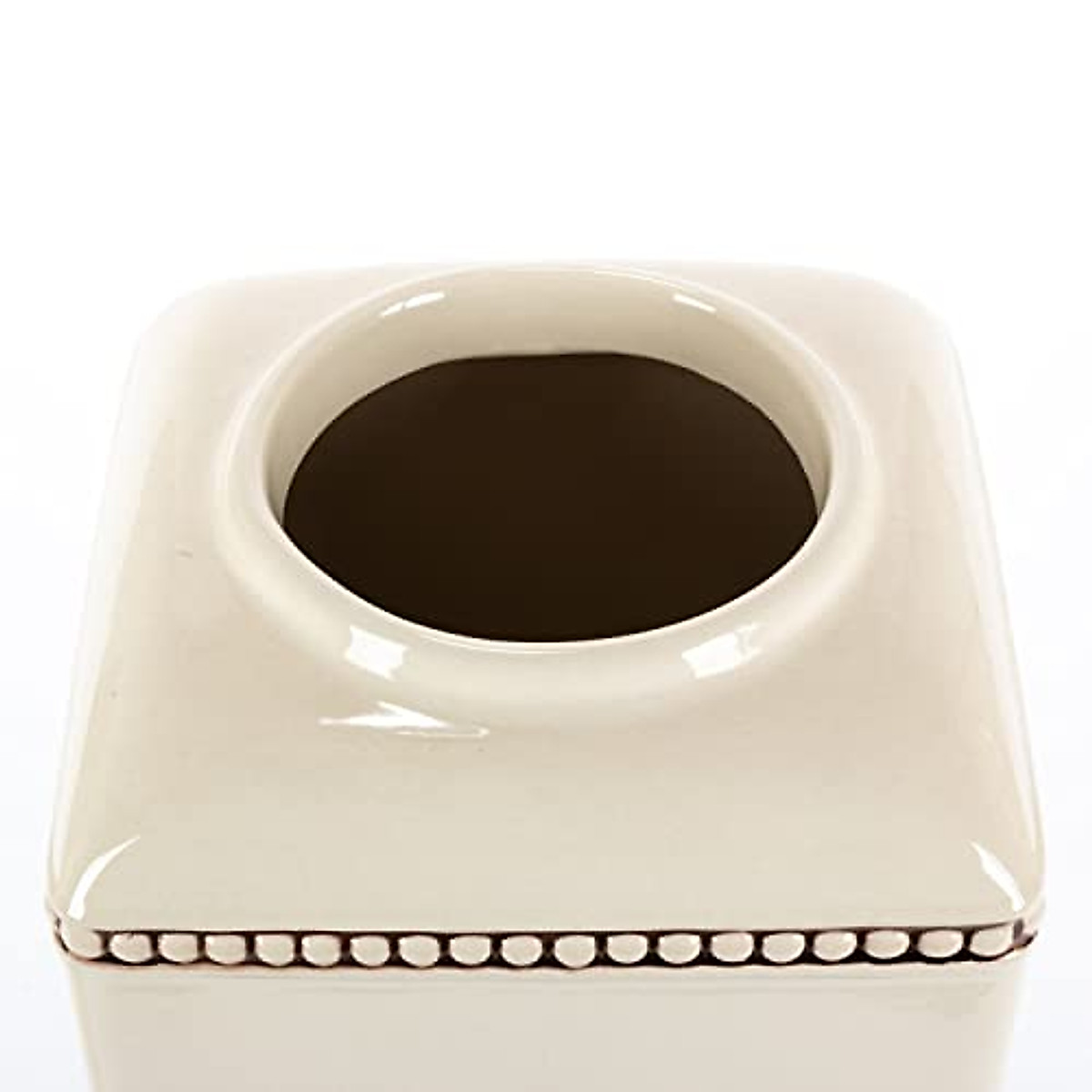 GG Collection Small Cream Ceramic Canister with Metal Base