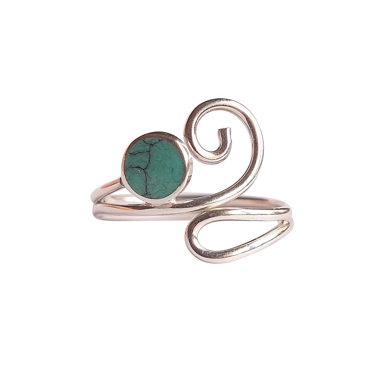 Handmade Silver Swirl & 5mm Turquoise Gemstone Wrap Band Adjustable Toe Ring, 925 Sterling Silver, Classic Dainty Open Toe, Pinky or Knuckle Rings for Women, By MiYa Jewelry Creations