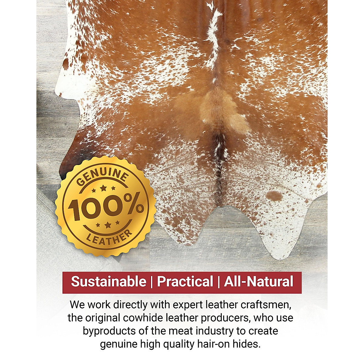 HIDES BAZAAR Cow Rugs for Living Room & Office Premium Salt and Pepper Rug Cowhide Rug - Brown & White Cowskin Rugs Made from Genuine Cowhide Leather - Cow Hide Rugs 6x8 ft