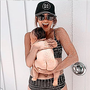 The Original Circle Mama Trucker Hat, Adjustable Snapback, Mom Hat, Mother's Day Birthday Gift (Mama Hat) Black