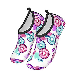 Donut Macarons Water Shoes for Men Women Aqua Socks Barefoot Quick-Dry Beach Swimming Shoes for Yoga Pool Exercise Swim Surf