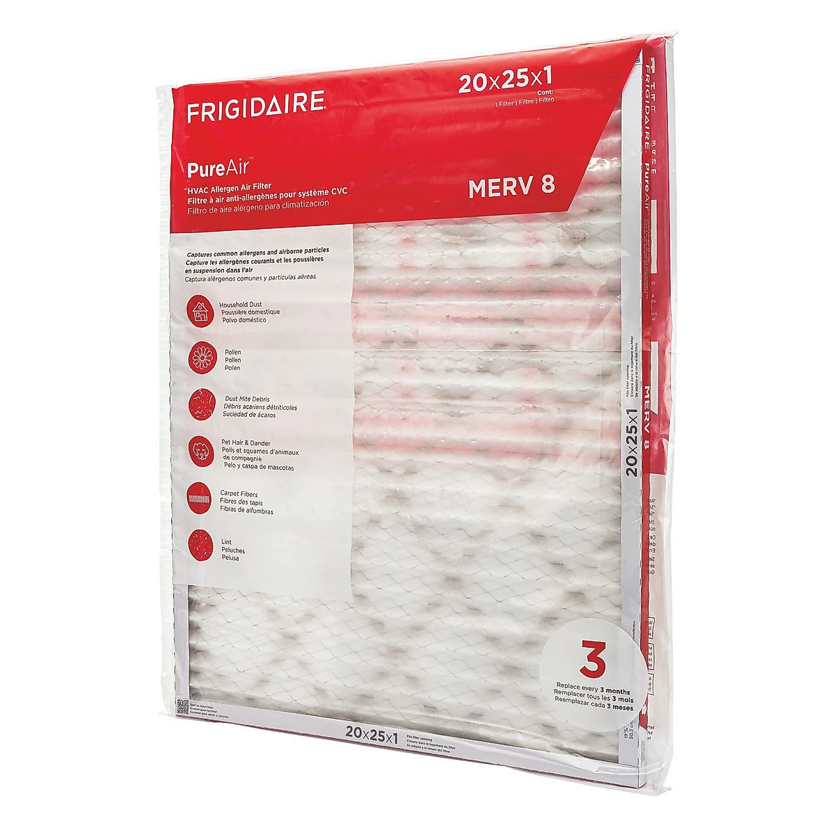 Frigidaire PureAir® 20x25x1 MERV 8 Allergen Electrostatic Pleated Air Conditioner HVAC AC Furnace Filters - 6 Pack (exact dimensions 19.81 X 24.81 X 0.81)