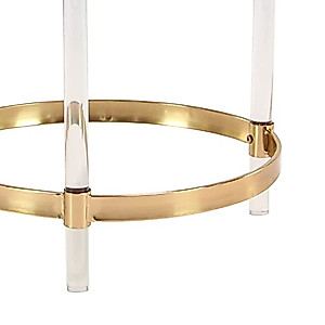 Deco 79 Acrylic Round Accent Table with Mirrored Top and Acrylic Legs, 19" x 19" x 23", Gold