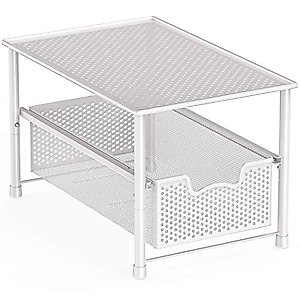 Simple Houseware Stackable Under Sink Cabinet Sliding Basket Organizer Drawer, White