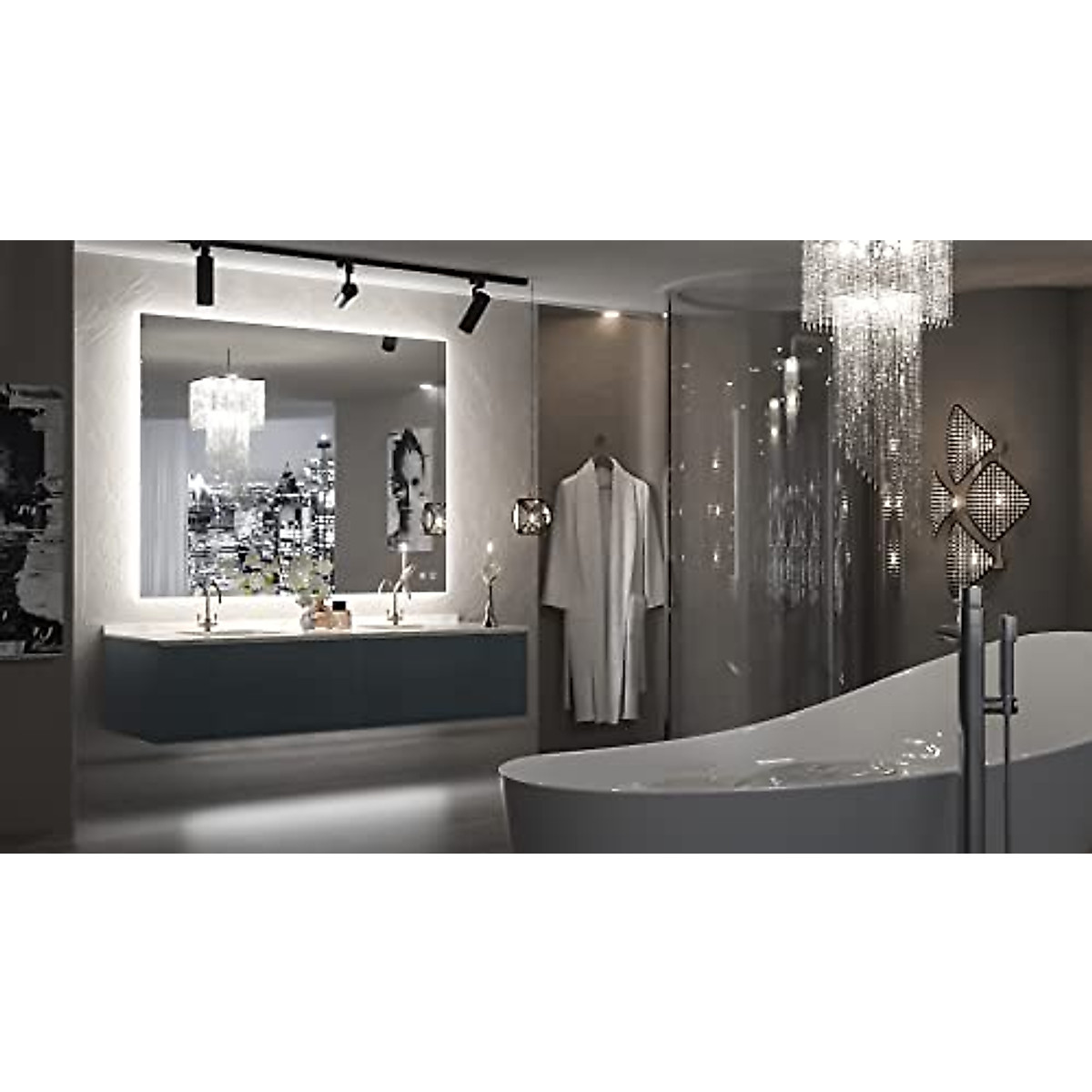 TETOTE 40 x 32 Inch LED Backlit Bathroom Vanity Mirror,Anti-Fog,Dimmable,CRI90+,Touch Button,Water Proof,Horizontal/Vertical Wall Mounted with Light