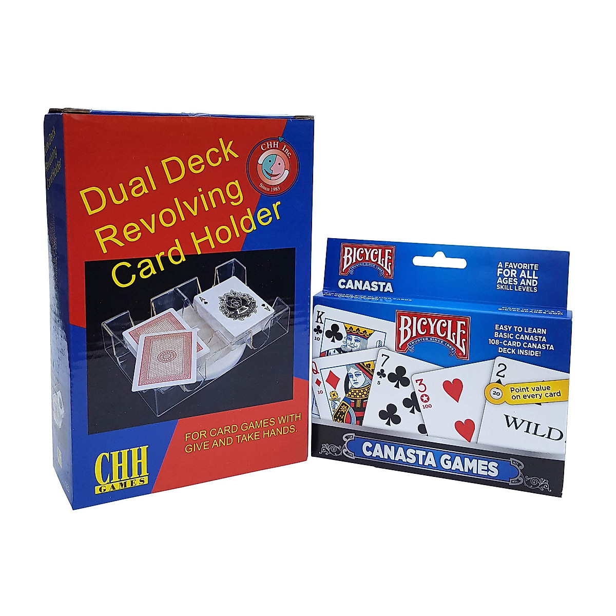 Canasta Games Playing Cards With 2 Deck Rotating Card Tray Holder Set