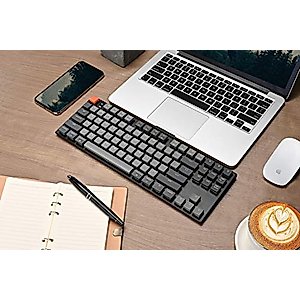 Keychron K13 87 Key Ultra-Slim Wireless Bluetooth/USB Wired TKL Tenkeyless Mechanical Gaming Keyboard, RGB LED Backlit Low Profile Blue Switches for Mac Windows, N-Key Rollover, Version 5