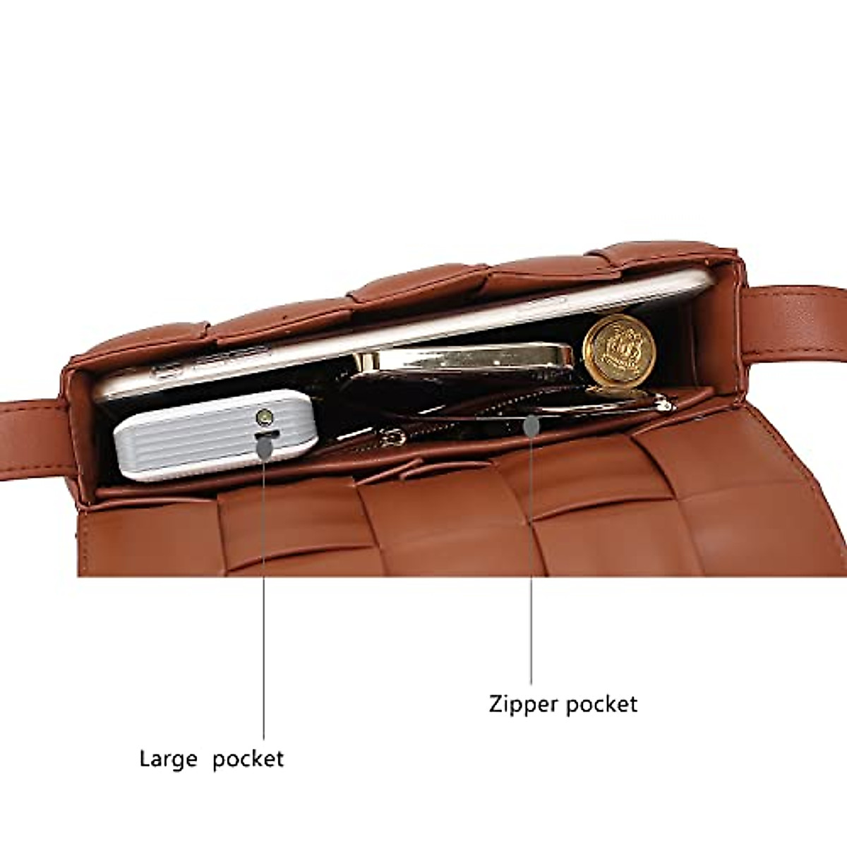 MKF Collection Woven Crossbody bag for women, Vegan Leather Designer Braided Shoulder bag messenger Purse