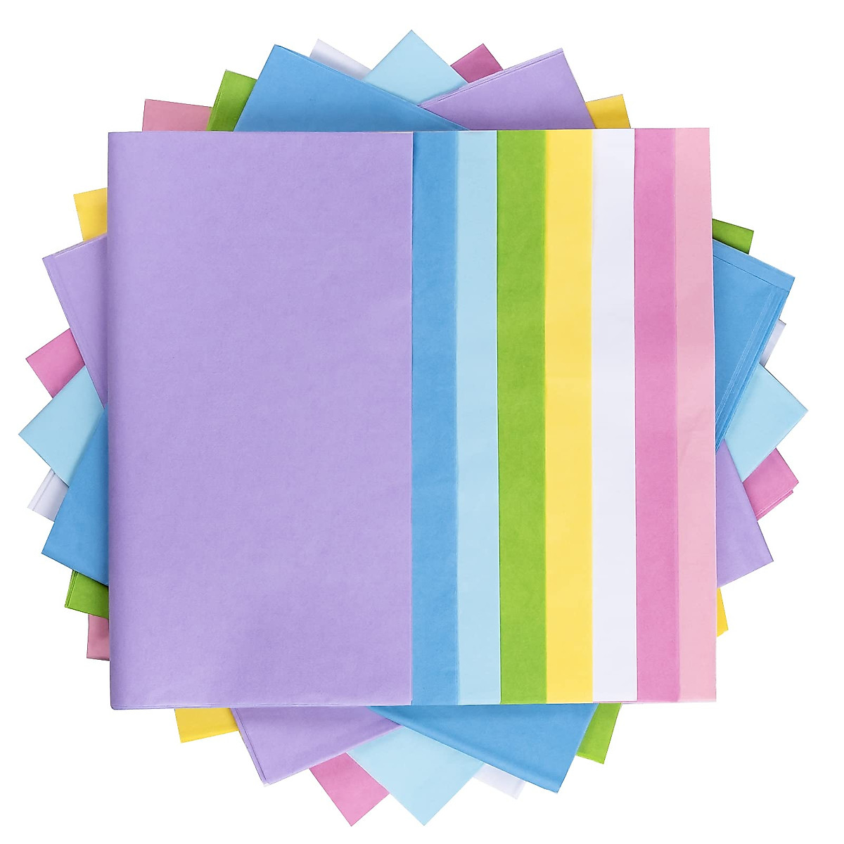 Loveinside Wrapping Tissue Paper - 8 Color Rainbow Tissue Paper Bulk for Wrap, Art Crafts, DIY, Pack Bags - 20 x 20 inches - Total 120 Sheets, Light Rainbow