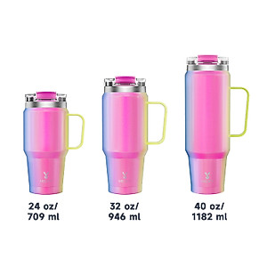 Meoky 32oz Tumbler with Handle, Stainless Steel Travel Mug with 2-in-1 Straw and Sip Lid, Vacuum Insulated Coffee Mug, 100% Leak Proof, Keeps Cold for 24 Hours or Hot for 8 Hours (Carnival)