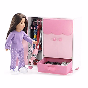 Emily Rose | USA Business | Space Saving 18 inch Doll Murphy Bed Furniture Closet Value Set, with 5 Hangers & Clothes and Accessories Storage Bin | Mom's Choice Award Winner! | Fits 14-19 inch Dolls