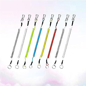 BESPORTBLE 24 Pcs Fishing Kayaks Fishing Gadgets Wire Fishing Tools Fishing Tether Kayak Tether Coiled Lanyard Security Gear Tools Plastic Key Rings Retractable Elastic Ropes Marine Miss Rope
