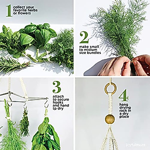 Generic Handcrafted Herb Drying Rack Flower Drying, Boho Star Kitchen Decor Dryer, Plant Hanger Indoor, Macrame Mobile Hanging Gift for Gardener and Lover, 6 Hooks, FLOWERHERB01, Ivory