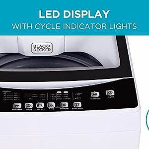 BLACK+DECKER Small Portable Washer, Washing Machine for Household Use, Portable Washer 3.0 Cu. Ft. with 6 Cycles, Transparent Lid & LED Display