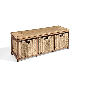 Badger Basket Woven Top and Baskets-Brown Kid's Storage Bench