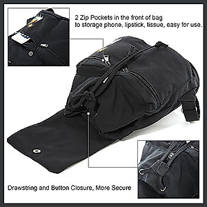 Canvas Backpack Purse for Women Men, Fashion Embroidery Casual Backpack Casual Travel Rucksack (Black)