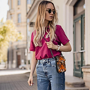 Unicey Striped Bengal Tiger Leather Phone Purse, Small Crossbody Bag Wallet Purses and Handbags for Women