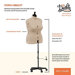 Dritz My Double Designer Adjustable Dress Form, Full-Figure, Ivory