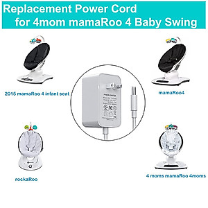 12V AC Adapter Power Cord for 4moms mamaroo 2/4, mamaroo 2015 Infant Seat Bouncer, Rockaroo Baby Swing Power Supply