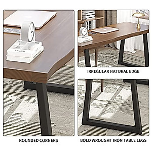 jmzx store Modern Gaming Workbench Solid Wood Desktop Computer Desk Home Minimalist Bedroom Desk Nordic Desk Small Long Table，Rustic Brown 55 inch