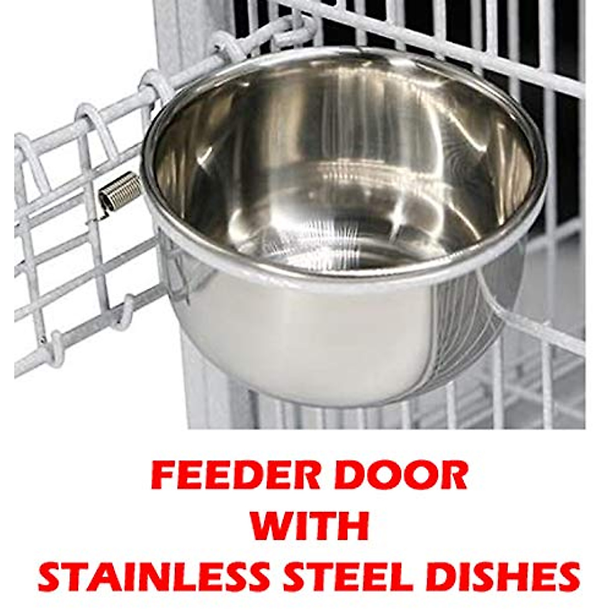 22” Portable Heavy Duty Travel Bird Parrot Carrier Play Stand Perch Cage Feeding Bowl Stand with Handle and Accessories (White)