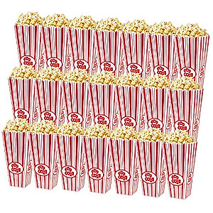 Tebery 21 Pack Plastic Open-Top Popcorn Boxes Reusable Popcorn Containers - 7.7" Tall x 4" Square