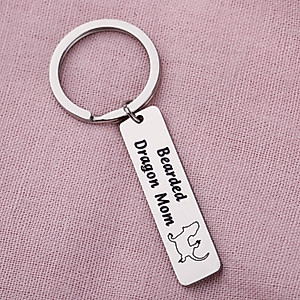 LQRI Bearded Dragon Mom Keychain Bearded Dragon Gifts For Women Pet Moms Animal Lovers Jewelry Funny Bearded Dragon Pet Lizard Lover Gift Reptile Owner Gift for Her (silver)