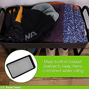 7Penn Hanging Clothes Rack with Shelves - Rolling Storage Laundry Cart with Hanging Bar, Portable Clothing Rack with Wheels - Bedroom Metal Wardrobe Storage - Rolling Garment Rack with Shelves