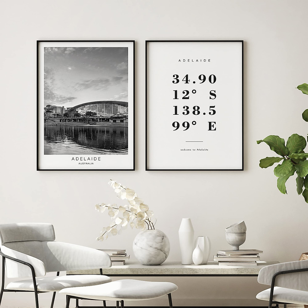 Dear Mapper Adelaide Australia View Abstract Road Modern Map Art Minimalist Painting Black and White Canvas Line Art Print Poster Art Print Poster Home Decor (Set of 3 Unframed) (16x24inch)