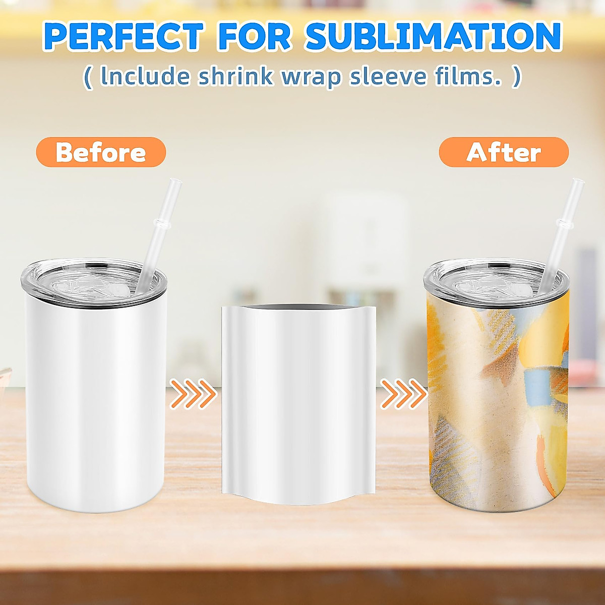 IAMGlobal 4 Pack 12 Oz Sublimation Tumbler Set With Lids and Straws, 304 Stainless Steel Travel Tumblers