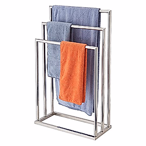 Freestanding Towel Rack，Naturous 3 Tier Metal Towel Bar Stand Stainless Steel Bathroom Towel/Kitchen Towel Rack Stand
