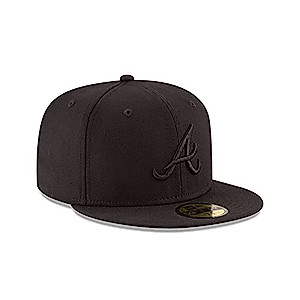 MLB Atlanta Braves Black on Black 59FIFTY Fitted Cap, 7 5/8
