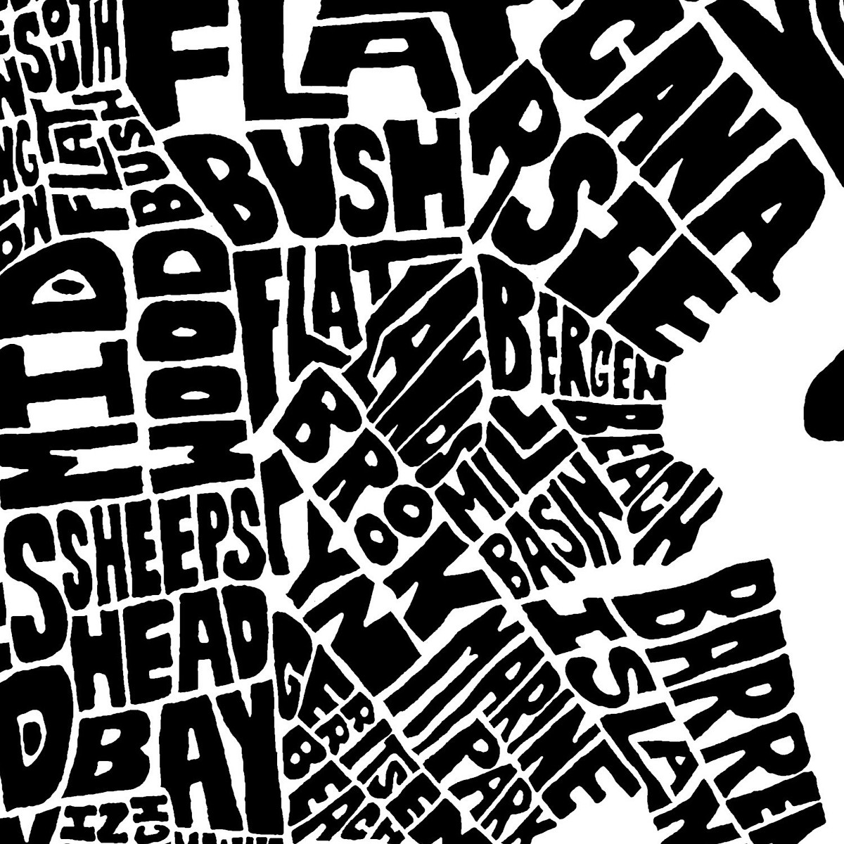 Brooklyn Neighborhood Map Print, signed print of my original hand drawn Brooklyn typography map art