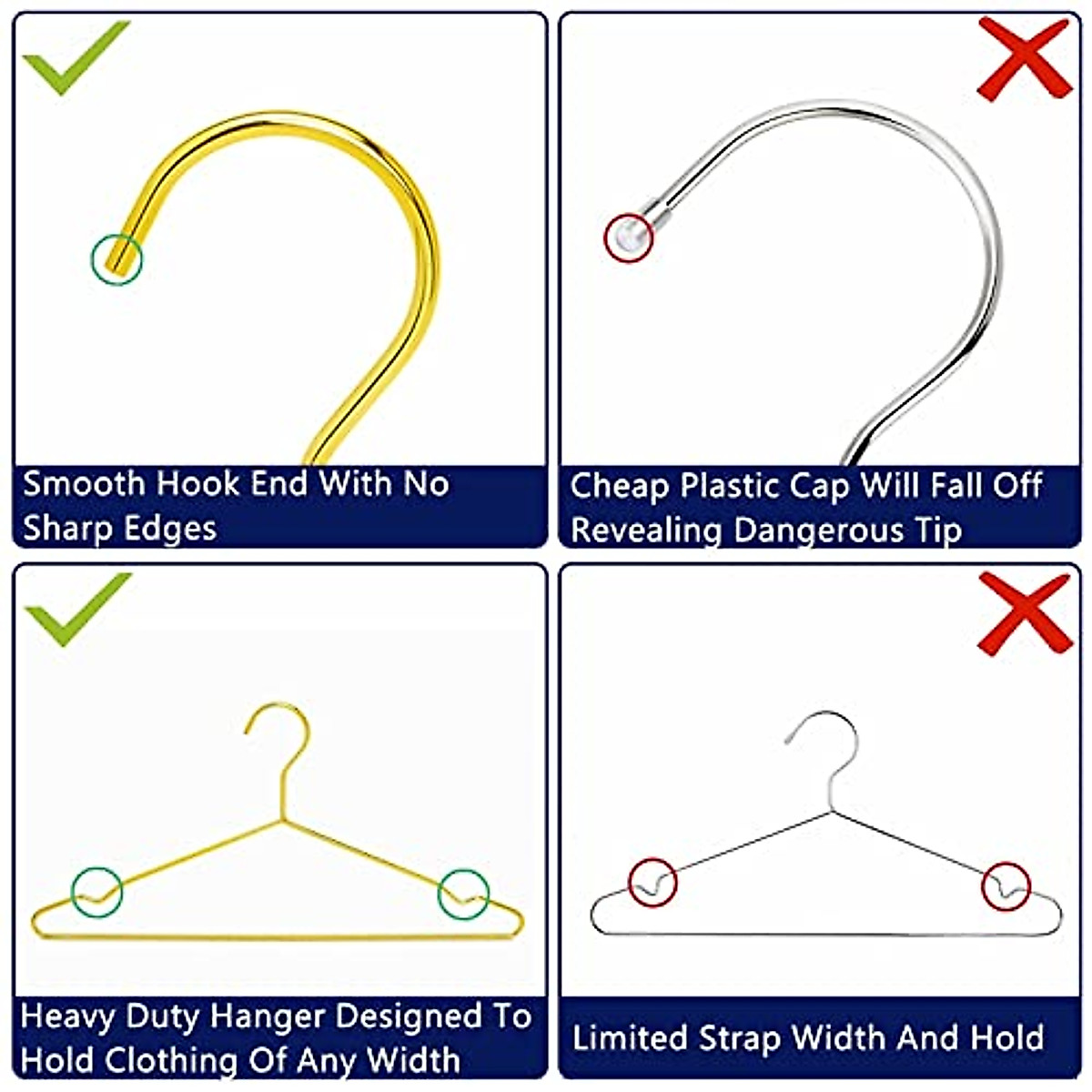 Amber Home 17" Shiny Gold Strong Metal Hanger 30 Pack, Gold Clothes Hangers, Heavy Duty Coat Hangers, Standard Suit Hangers for Jacket, Shirt, Dress (Gold, 30)