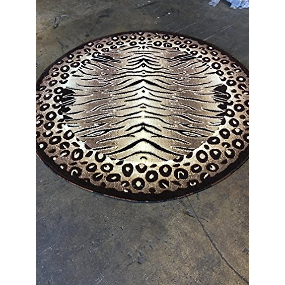 Americana Tiger & Leopard Zebra Animal Skin Round Area Rug Print Design 130 (4 feet X 4 feet Round)