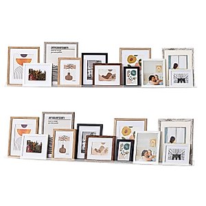 HBlife Acrylic Clear 2 Pack 72 Inch Floating Shelves, Picture Frames Display Rack Set of 2, Narrow Wall Mounted Picture Ledge Shelf for Living Room Bedroom Decor Books Photo Frames