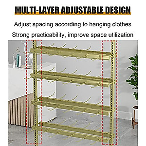 Retail Shelves Clothing Store Display Fixture, Mall Exhibition Accessory Organizer Rack with Hooks, Garment Hanger Floorstanding Jewelry Holder Keyring Shelf Sock Storage Stand, Hangbag Purse Rack