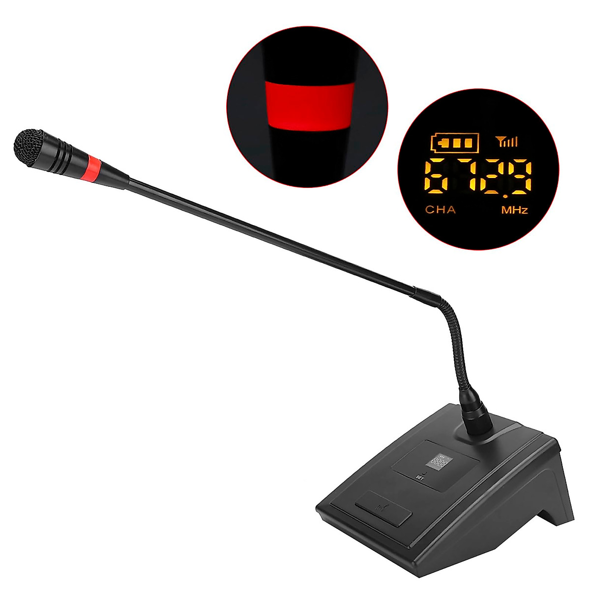 SYH&AQYE Gooseneck Wireless Microphone, 6.35 to 3.5mm Adapter Desktop Microphone, Table Mounted Condenser Mic for Conference, Studio Audio Recording