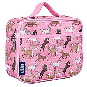 Wildkin 12 Inch Backpack Bundle with Insulated Lunch Box Bag (Horses in Pink)