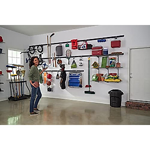 Rubbermaid 24-Piece FastTrack Garage Wall-Mounted Storage Kit, 6 Rails and 18 Hooks, for Home/House/Tool/Sports/Equipment/Utility Purposes