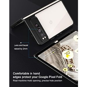 Foluu for Google Pixel Fold 2023 Case, [Not Yellowing] [Military Drop Protection] Shockproof Protective Phone Case Slim Thin Cover for Google Pixel Fold 2023 (Black+Clear)