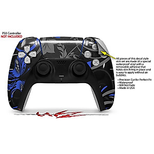 WraptorSkinz Skin Wrap compatible with Sony PS5 DualSense Controller Twisted Garden Gray and Blue (CONTROLLER NOT INCLUDED)