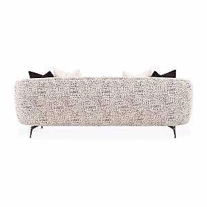 Michael Amini Noir Boucle 94" W Fabric Sofa in Ivory/Black Finish