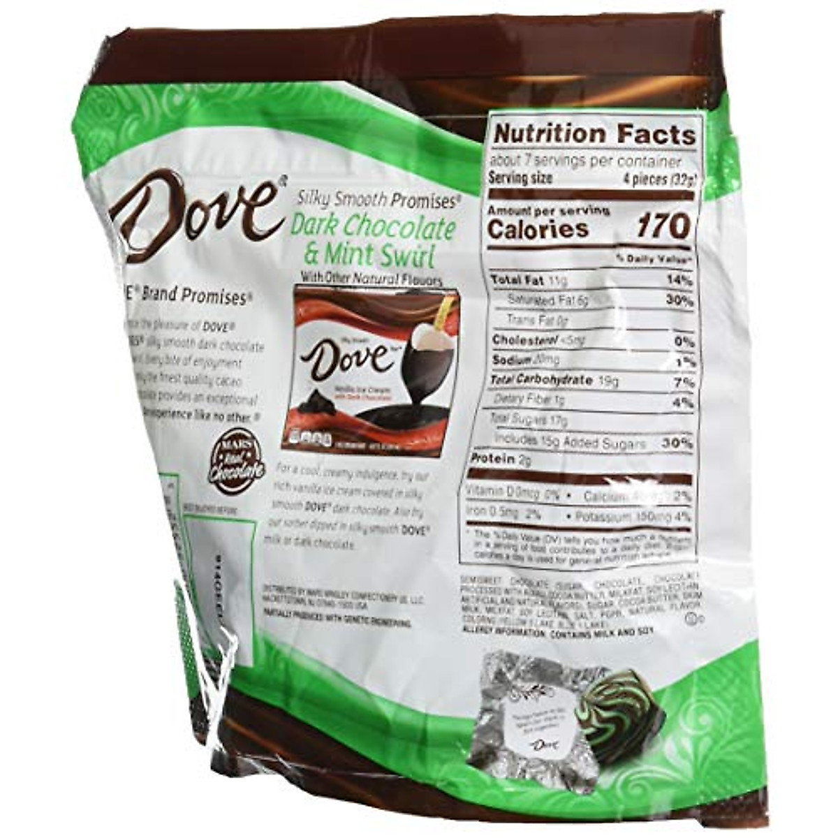 Dove Promises Dark Chocolate Mint Swirl Candy Bag, 7.61 Oz