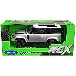 2020 Defender Silver Metallic with White Top NEX Models 1/26 Diecast Model Car by Welly 24110W-SIL