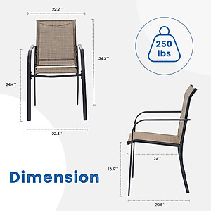 VICLLAX Patio Stacking Chairs for Outside, Outdoor Chairs Set of 6, Stackable Outdoor Patio Chair Set for 6 Person, Brown