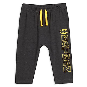DC Comics Justice League Batman Newborn Baby Boys Bodysuit Pullover T-Shirt and Pants 4 Piece Layette Set Dark Multipack 6-9 Months