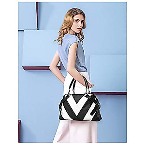 Women Handbag Hobo Shoulder Crossbody Bag, Top Handle Bags Totes Splice Style Large Capacity Satchel Purse for Shopping, Travel, Business, School, Holiday Gifts, Black White